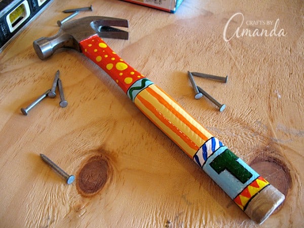 Painted Hammer: paint and monogram a hammer for your dad