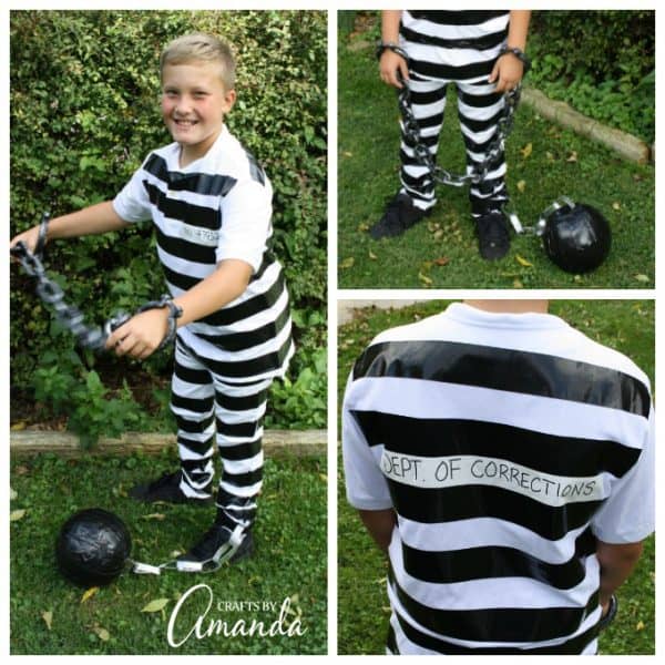 Prisoner Costume: easily made with duct tape and white clothes!
