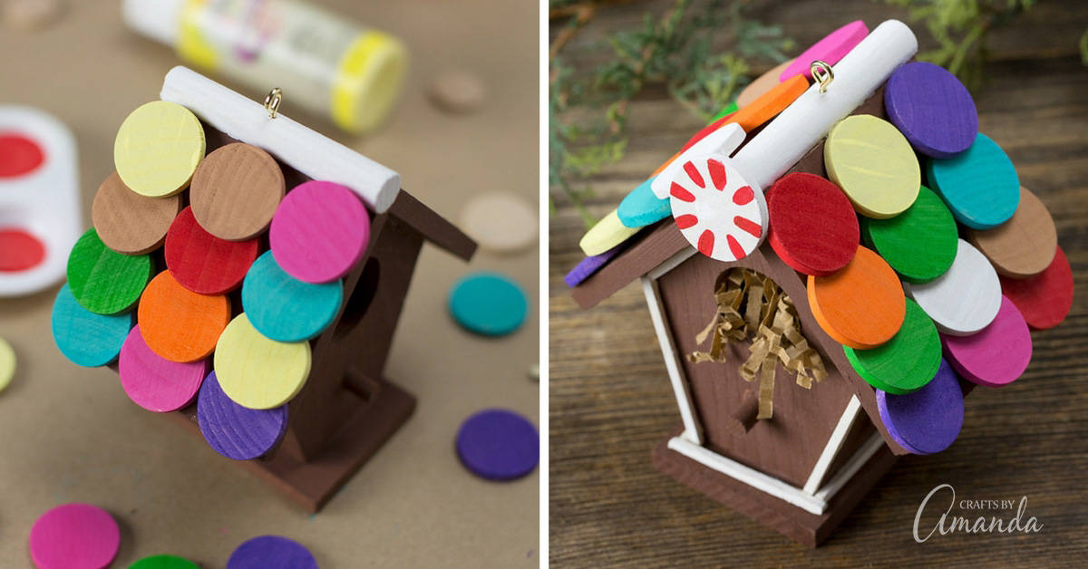 Gingerbread Birdhouse Ornament: make an ordinary birdhouse festive!