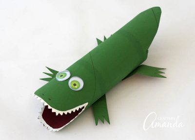 Cardboard Tube Alligator: make this cute alligator from a paper towel roll