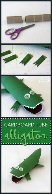 Cardboard Tube Alligator: make this cute alligator from a paper towel roll