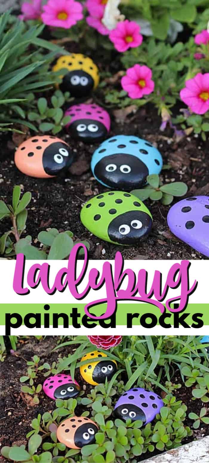 Ladybug Painted Rocks - Crafts by Amanda - Garden Crafts