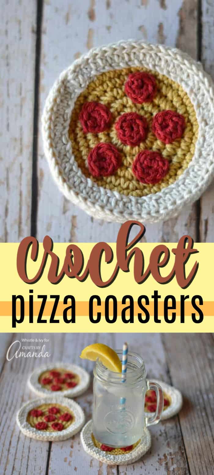 Crochet Pizza Coasters: a cute way to keep your furniture watermark free!