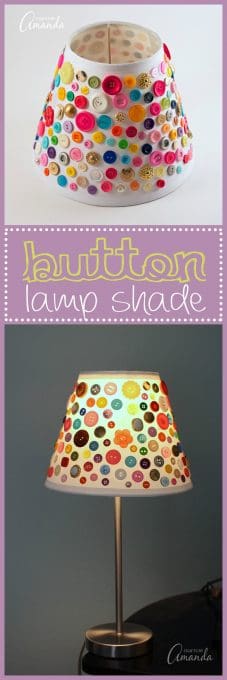 Button Lamp Shade: a great home decor adult craft bursting with color!