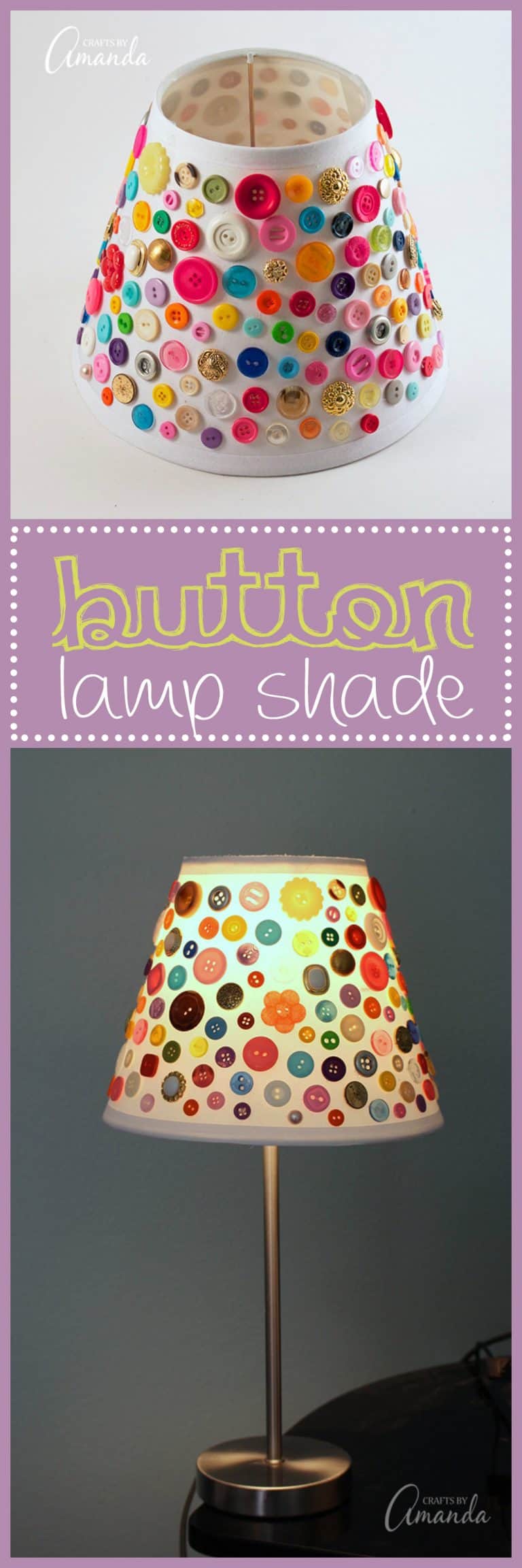 Button Lamp Shade: a great home decor adult craft bursting with color!