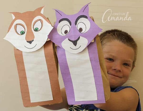 Paper Bag Squirrel Puppets: Surly and Andie from Nut Job 2