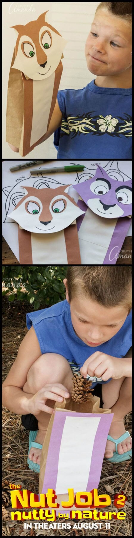 Paper Bag Squirrel Puppets: Surly and Andie from Nut Job 2
