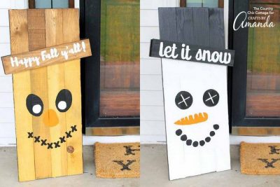 Reversible Scarecrow Snowman: the perfect fall and winter decor!