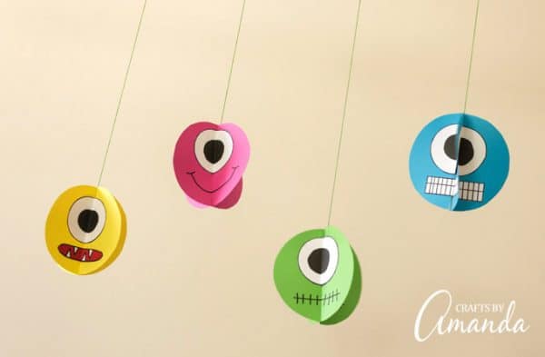 Twirling Paper Monsters: fun decoration for Halloween or a monster party!