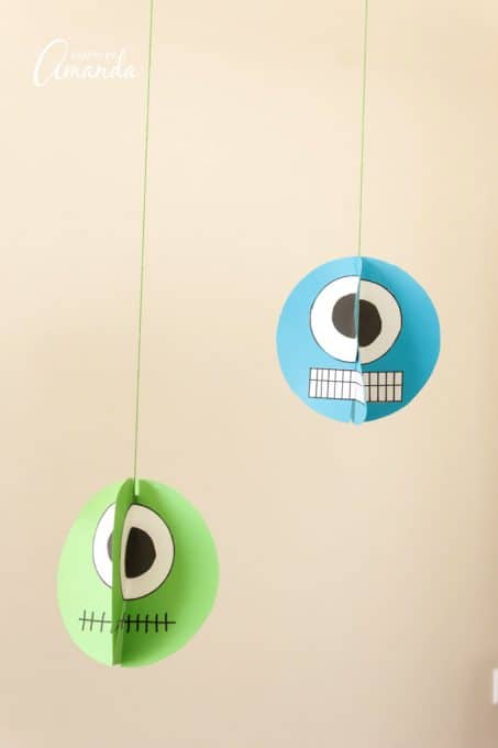Twirling Paper Monsters: fun decoration for Halloween or a monster party!