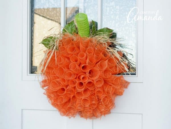Deco Mesh Pumpkin Wreath - Crafts by Amanda