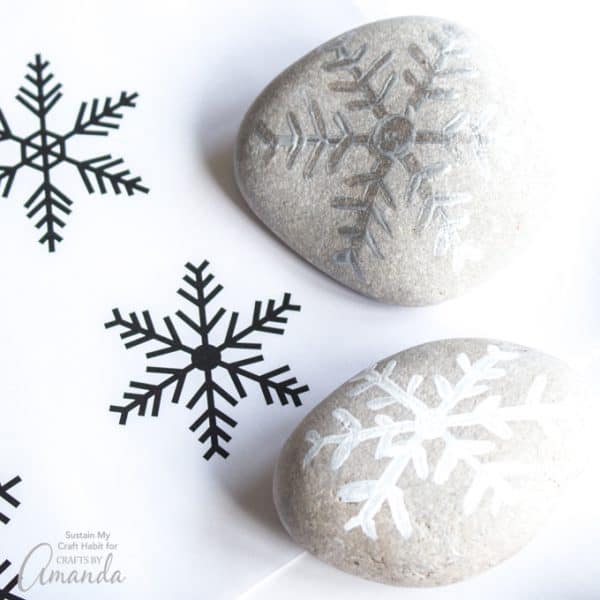 Snowflake Painted Rocks: an easy winter craft anyone can do