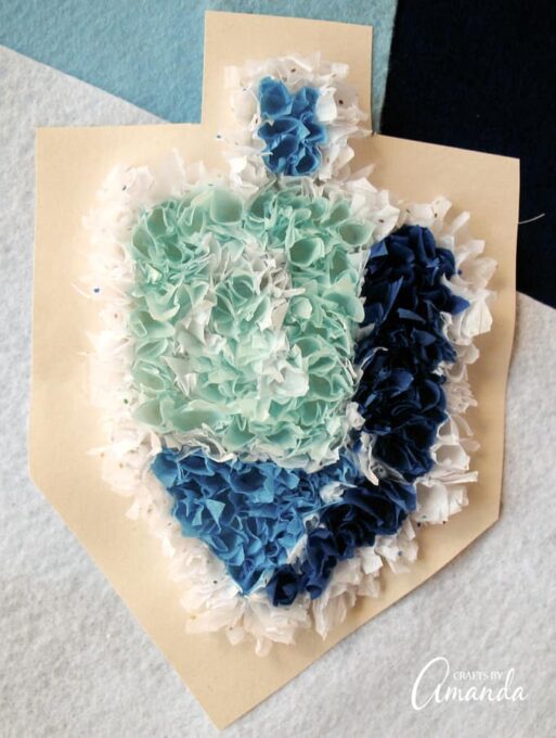 Dreidel Craft: make a puffy dreidel from tissue paper