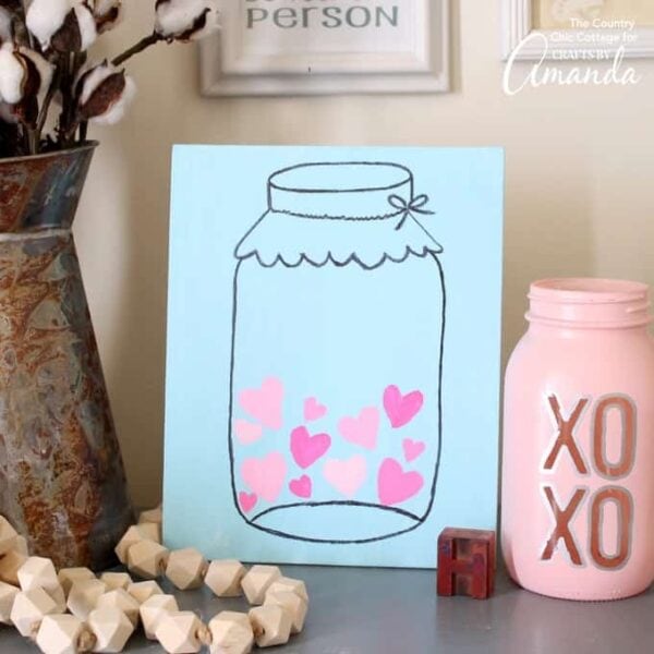 Mason Jar Valentine's Day Art: easy and cute Valentine's Day art!