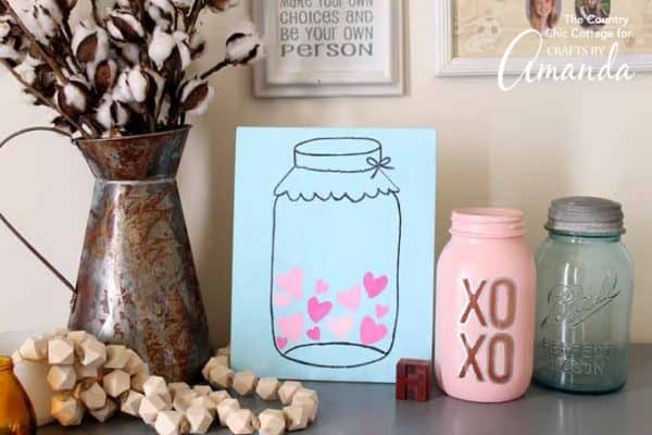 Mason Jar Valentine's Day Art: easy and cute Valentine's Day art!