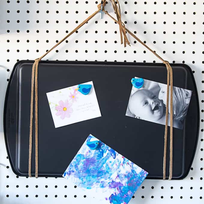 Magnetic Board: create a stylish magnetic board from an old cookie sheet!