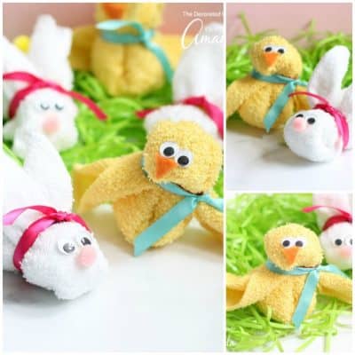 Washcloth Bunny and Chick - Crafts by Amanda - Easter Crafts