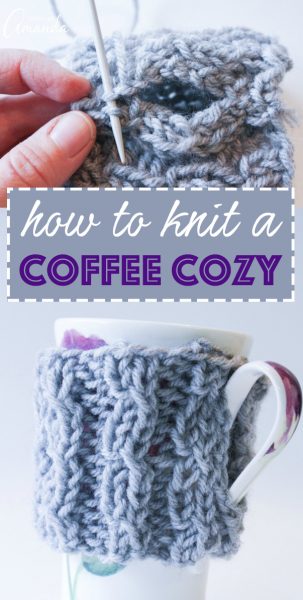 How to Knit a Coffee Cozy: learn how to easily knit a coffee cozy!