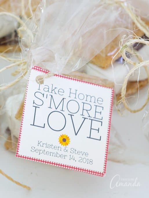 Take Home S'more Love: Printable s'more party favor bags, bridal shower