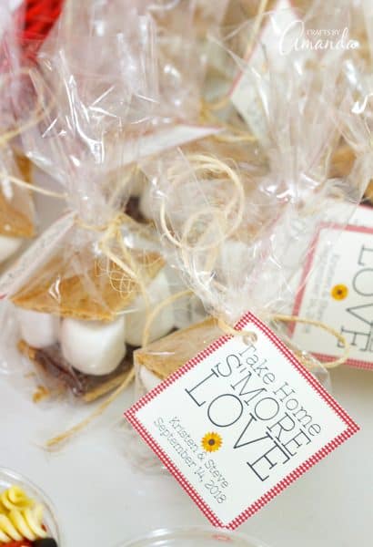Take Home S'more Love: Printable s'more party favor bags, bridal shower