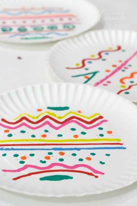 Melted Crayon Ornaments for kids using paper plates
