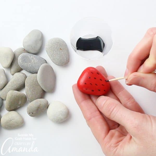 Strawberry Painted Rocks - Crafts by Amanda - Summer Crafts