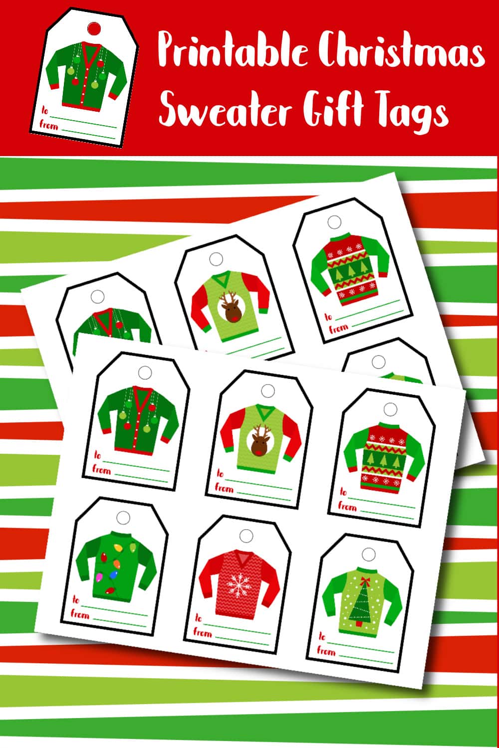 Ugly Sweater Printable Gift Tags - Crafts by Amanda - Christmas Printables
