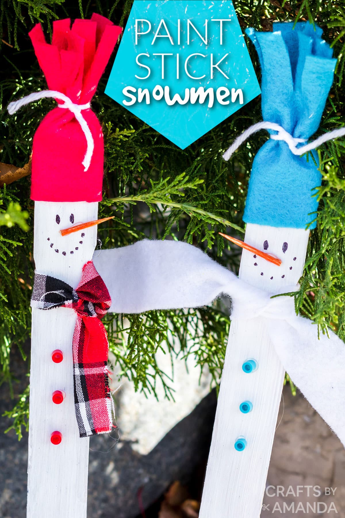 Paint Stick Snowmen - Crafts by Amanda - Winter Crafts