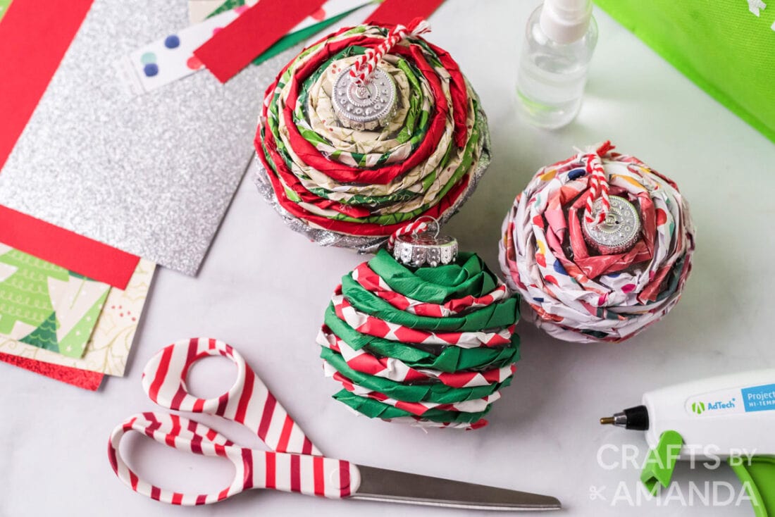 Twisted Paper Ornaments - Crafts by Amanda - Christmas Crafts