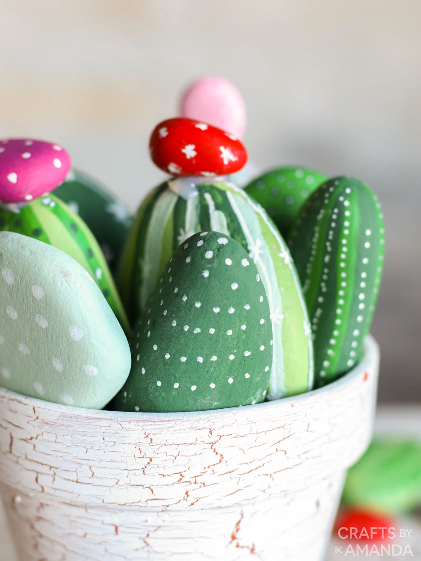 How to Make Cactus Painted Rocks - Crafts by Amanda