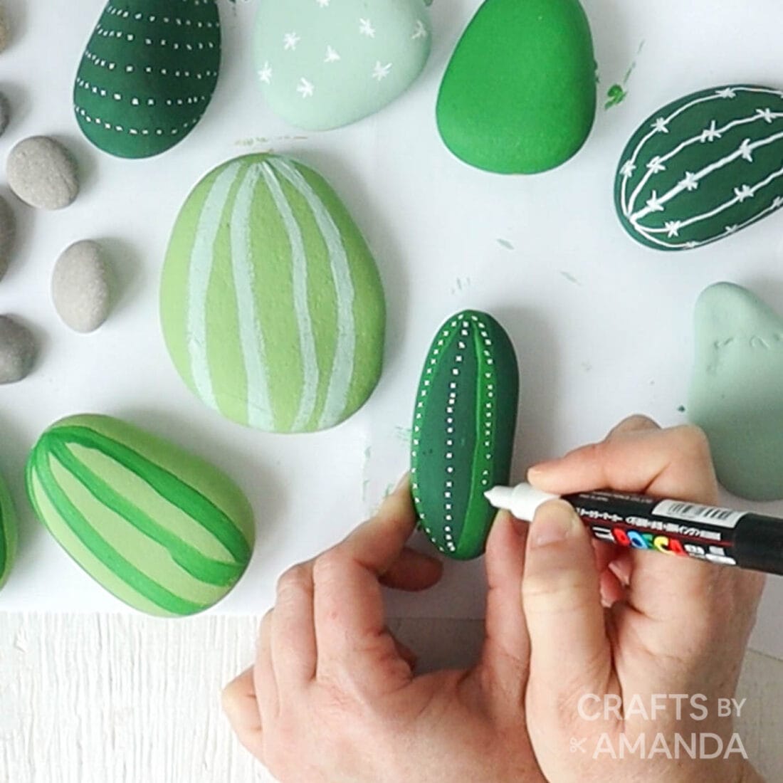 Cactus Painted Rocks - Crafts by Amanda - Clay Pot Crafts