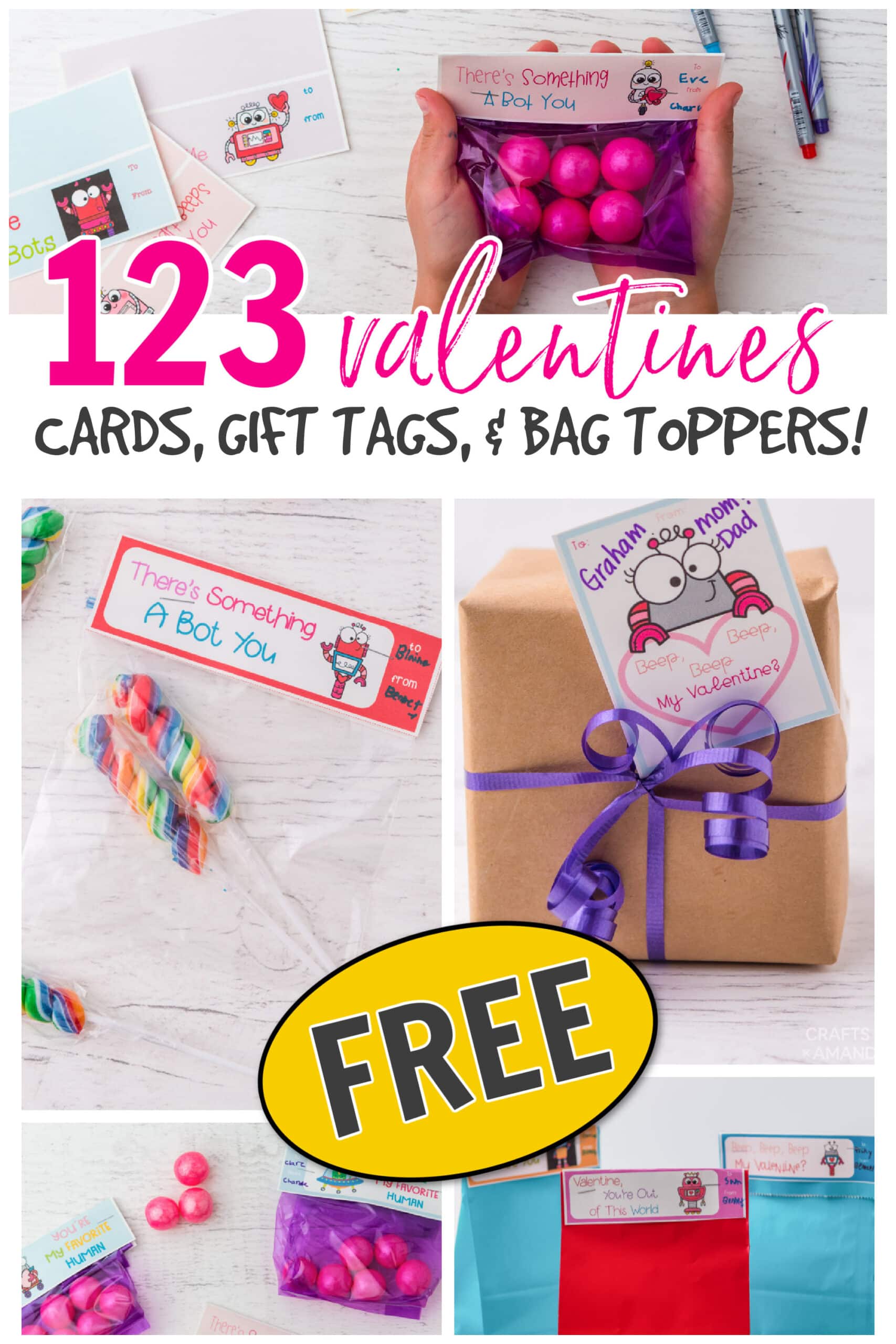 Free Valentine Printables: Cards, toppers, and tags - Crafts by Amanda