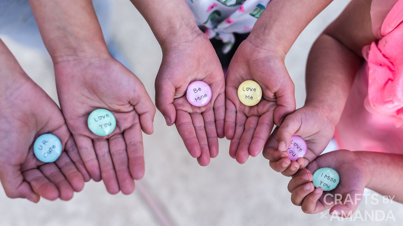 Conversation Marble Magnets: glass gem magnets for Valentine's Day