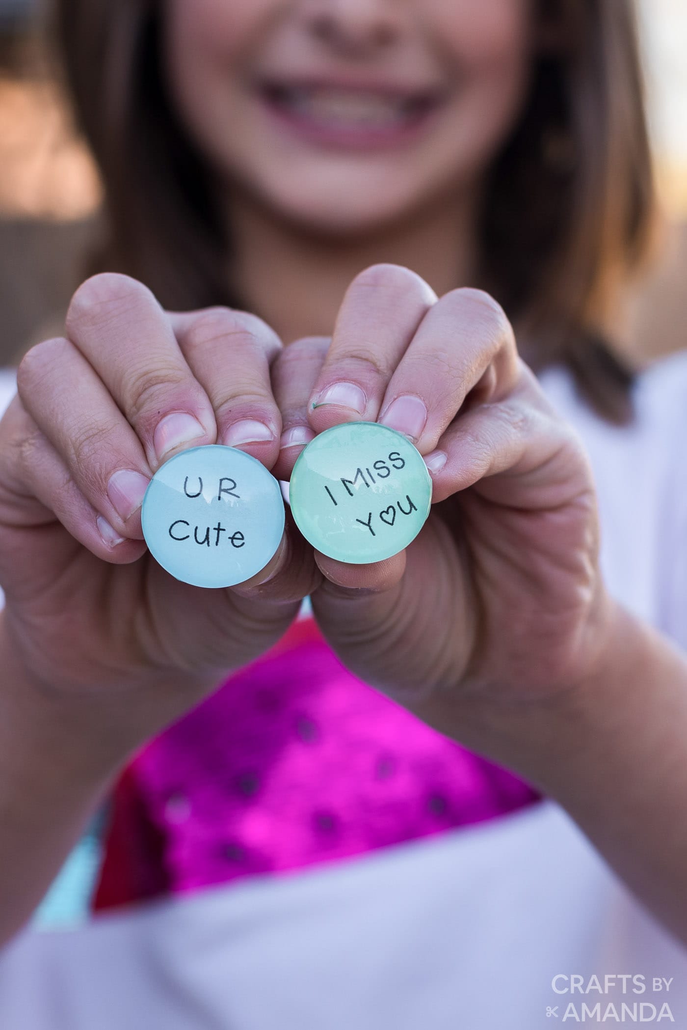 Conversation Marble Magnets: glass gem magnets for Valentine's Day