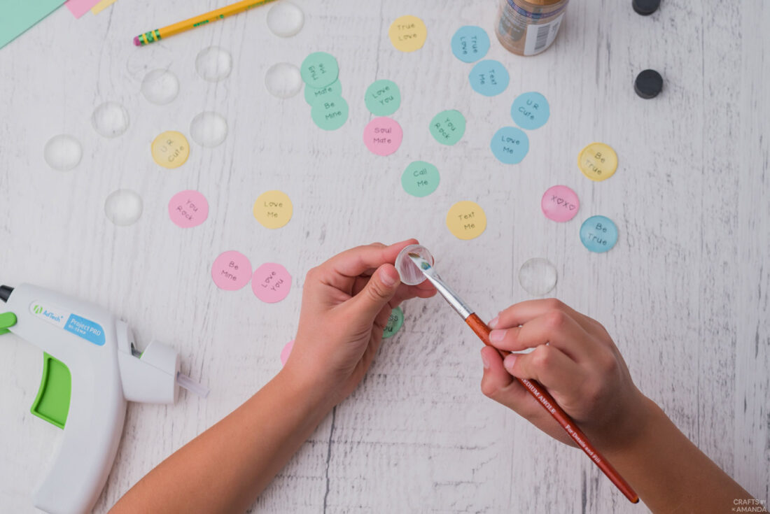 Conversation Marble Magnets: glass gem magnets for Valentine's Day