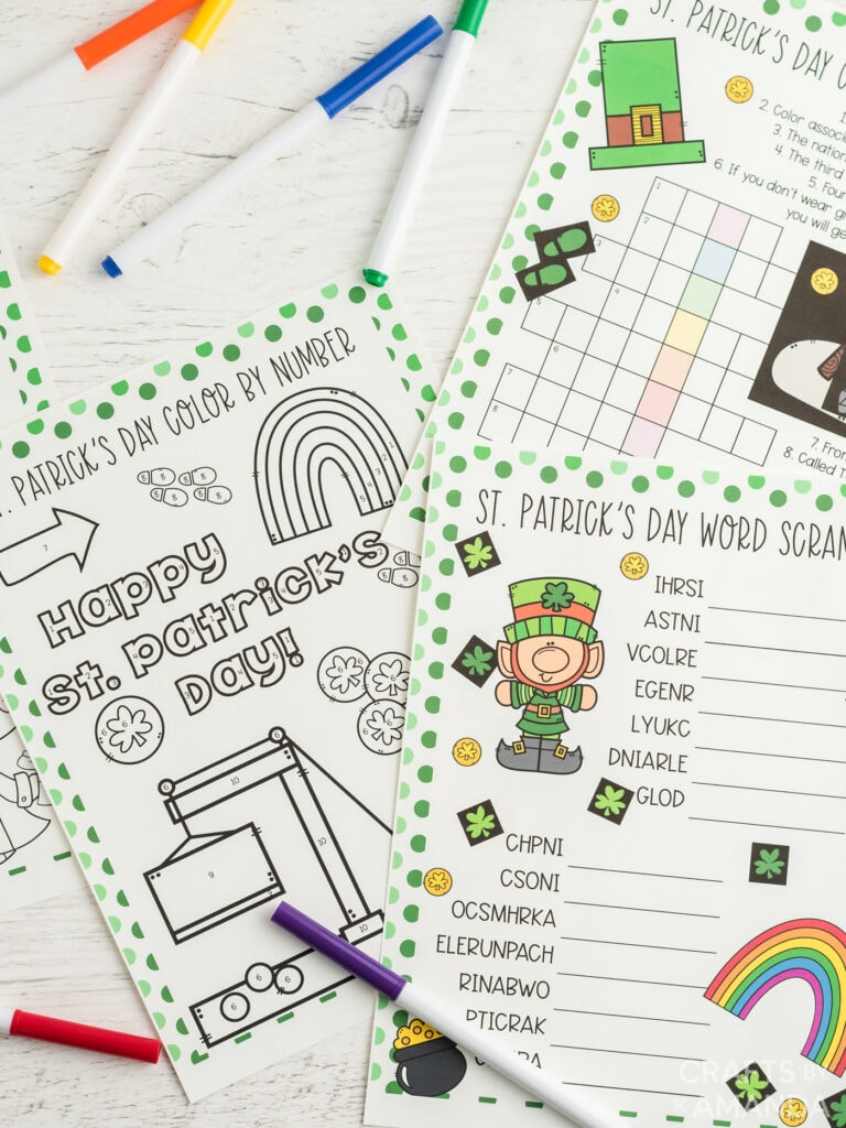 St. Patrick's Day Activity Sheets - Crafts by Amanda - Free Printables