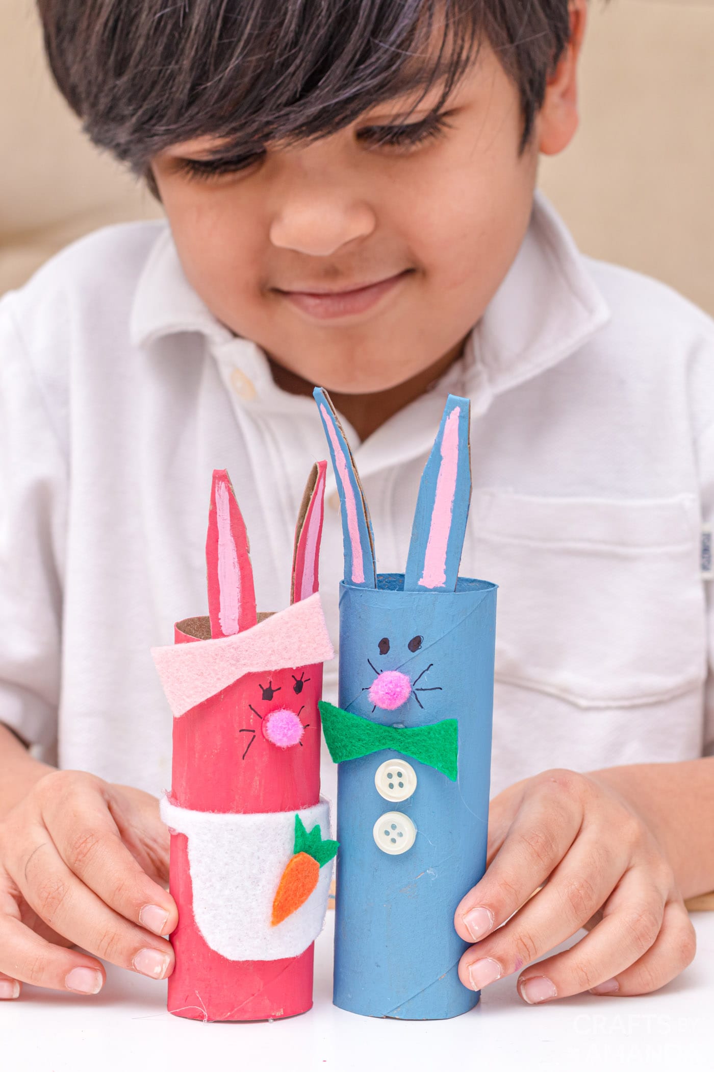 Cardboard Tube Bunny Rabbit Family - Crafts by Amanda