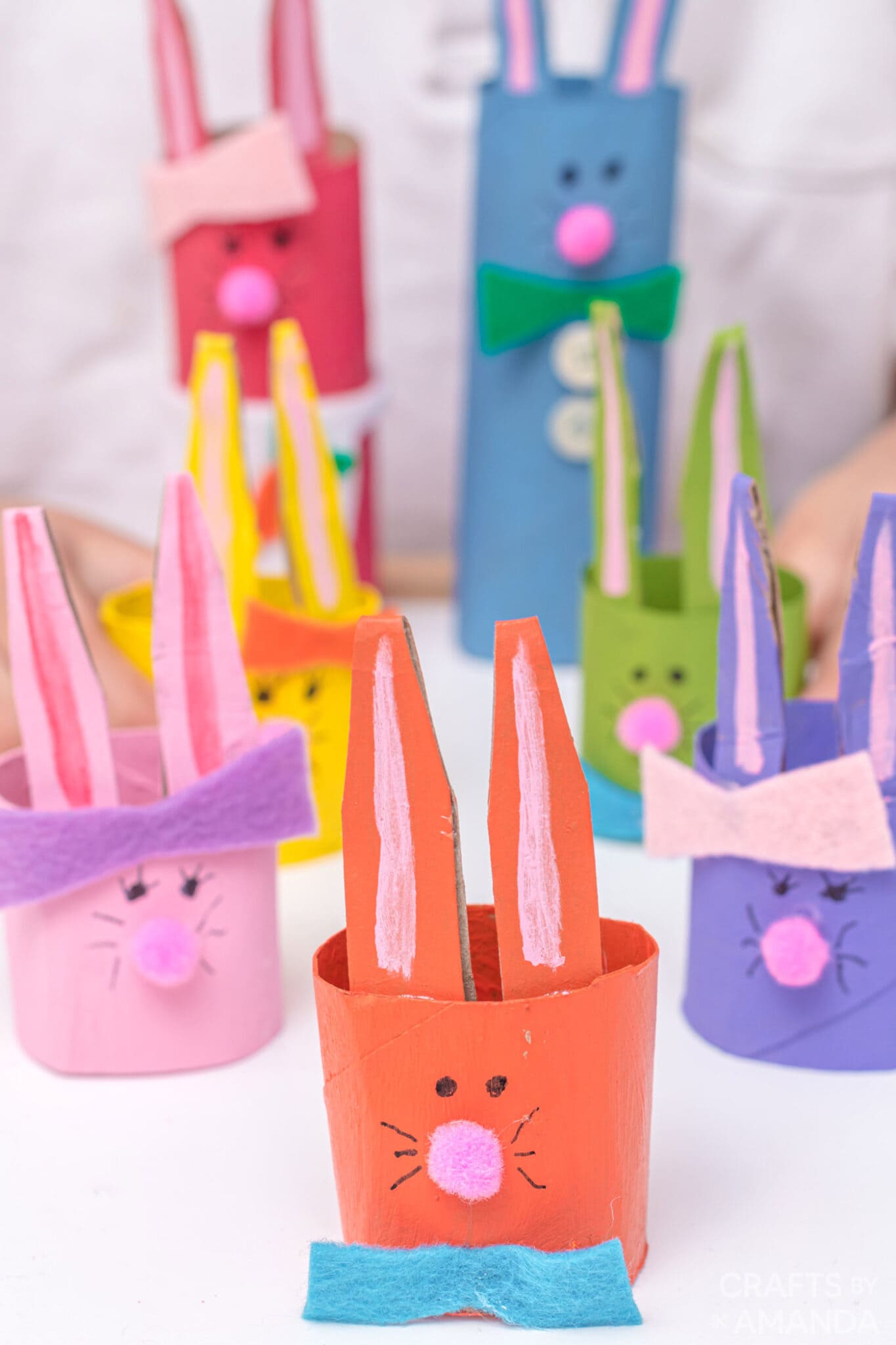 Cardboard Tube Bunny Rabbit Family - Crafts by Amanda