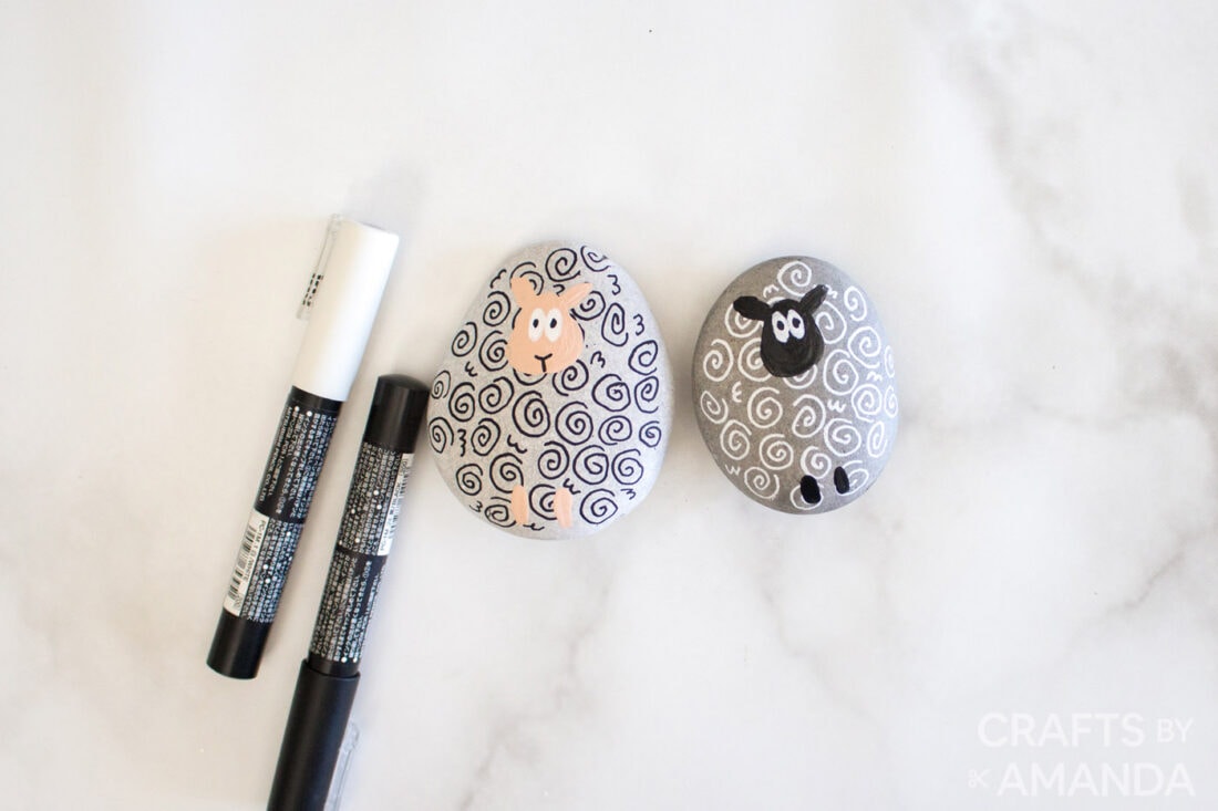 Sheep Painted Rocks - Crafts by Amanda - Easter Crafts
