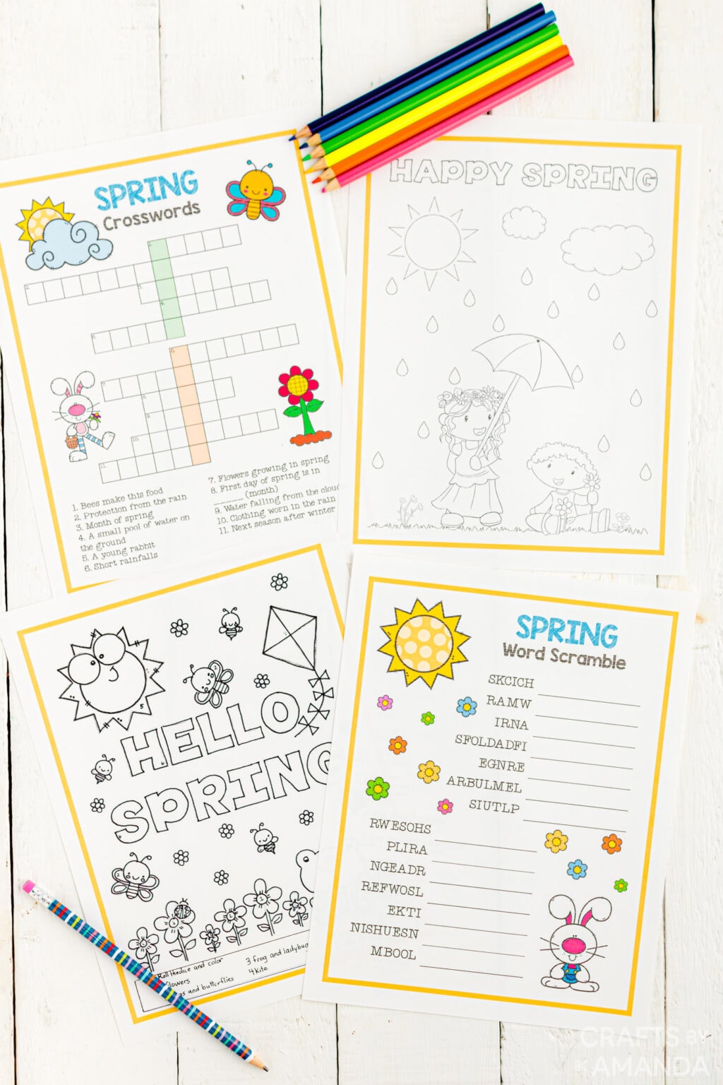 Spring Activity Sheets and Coloring Pages - Crafts by Amanda