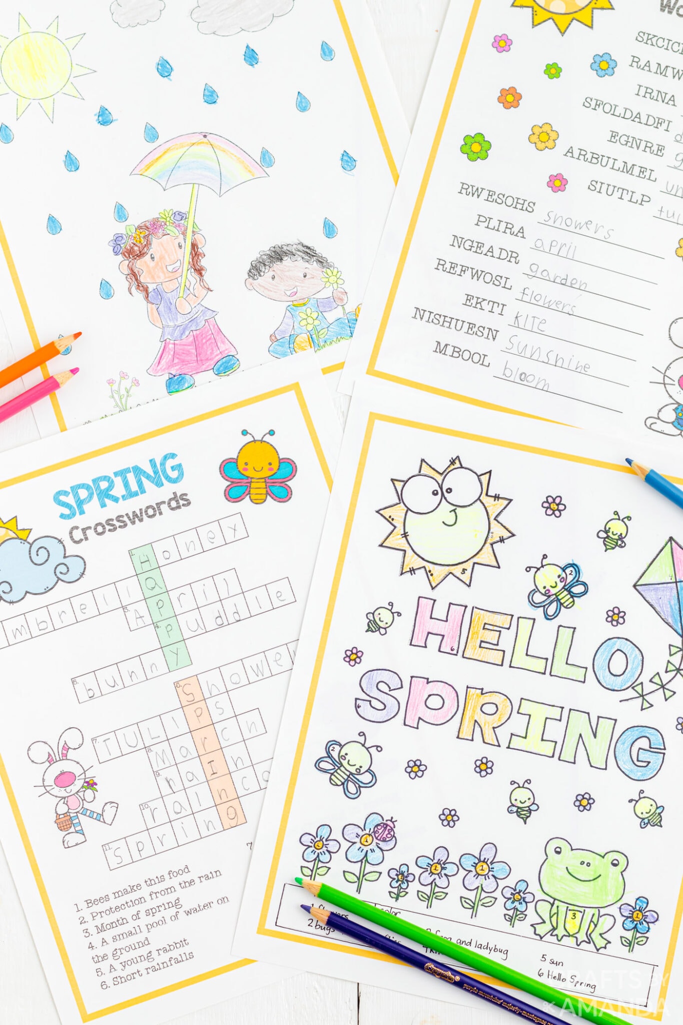 Spring Activity Sheets and Coloring Pages - Crafts by Amanda