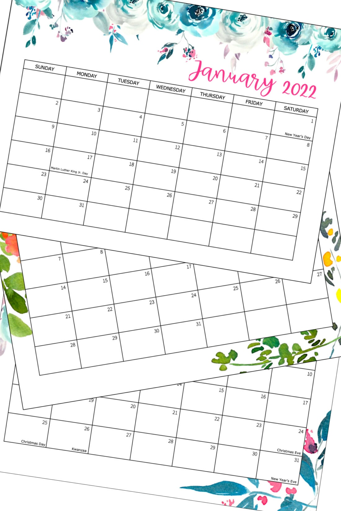 Free Printable 2022 Calendar So Beautiful Colorful