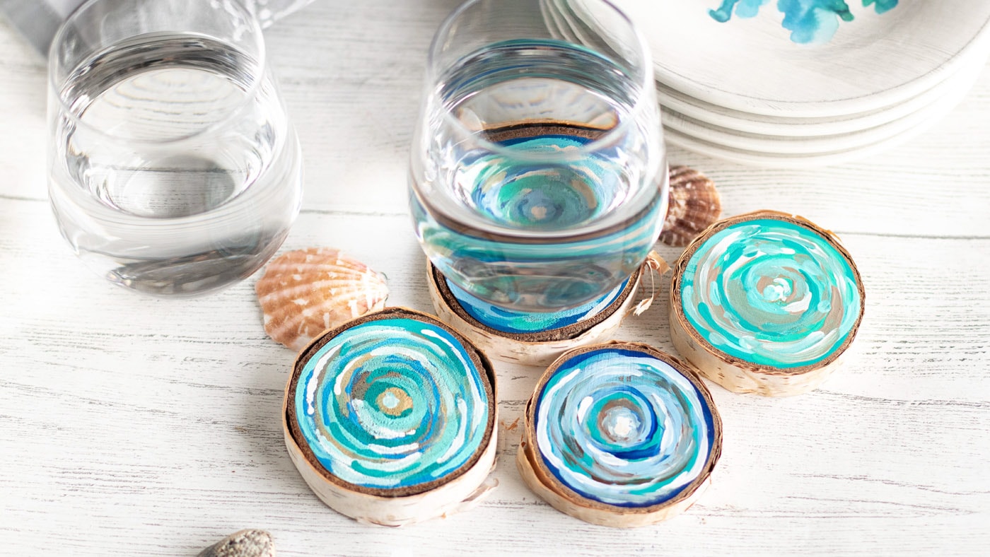 Coastal Wood Slice Coasters - Crafts by Amanda