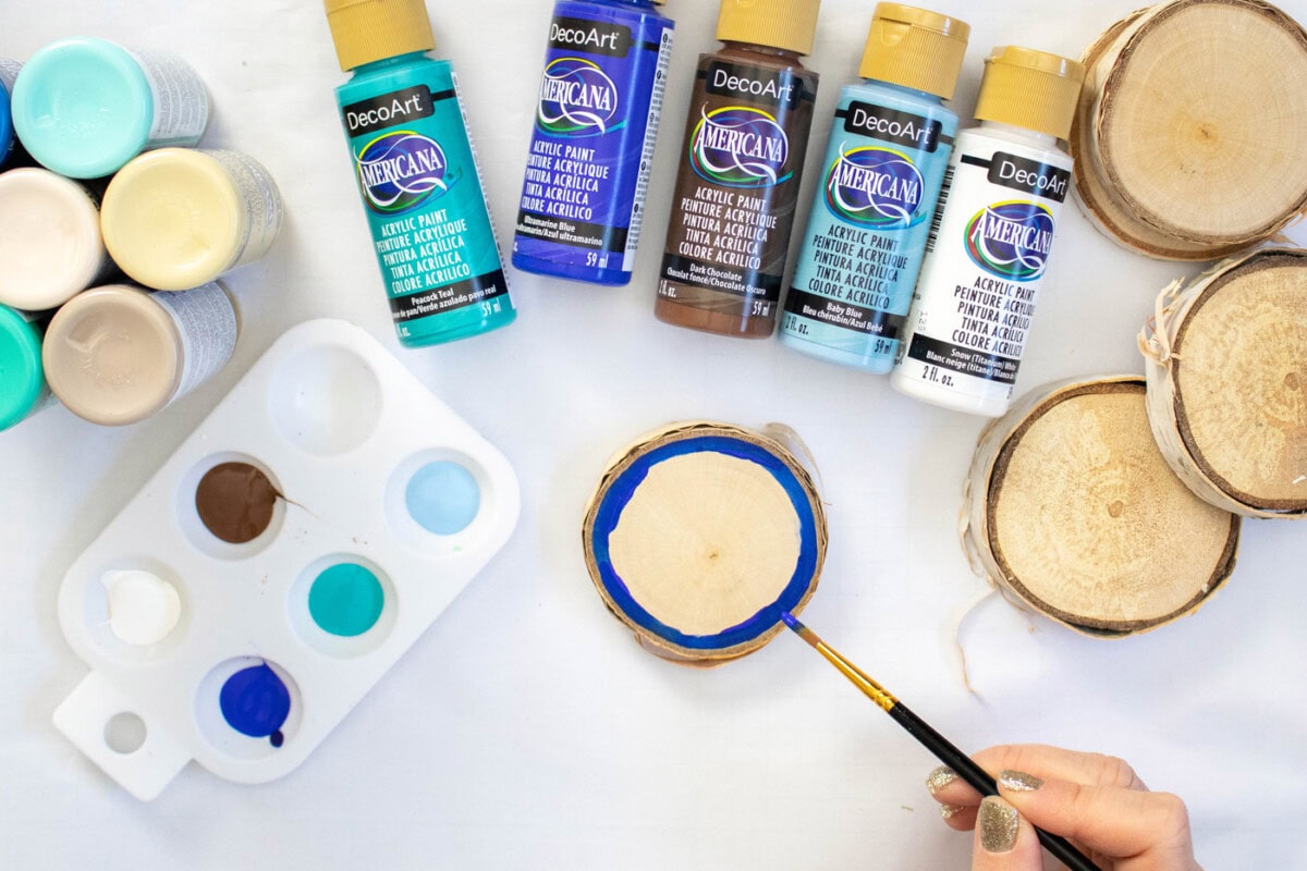 Coastal Wood Slice Coasters - Crafts by Amanda