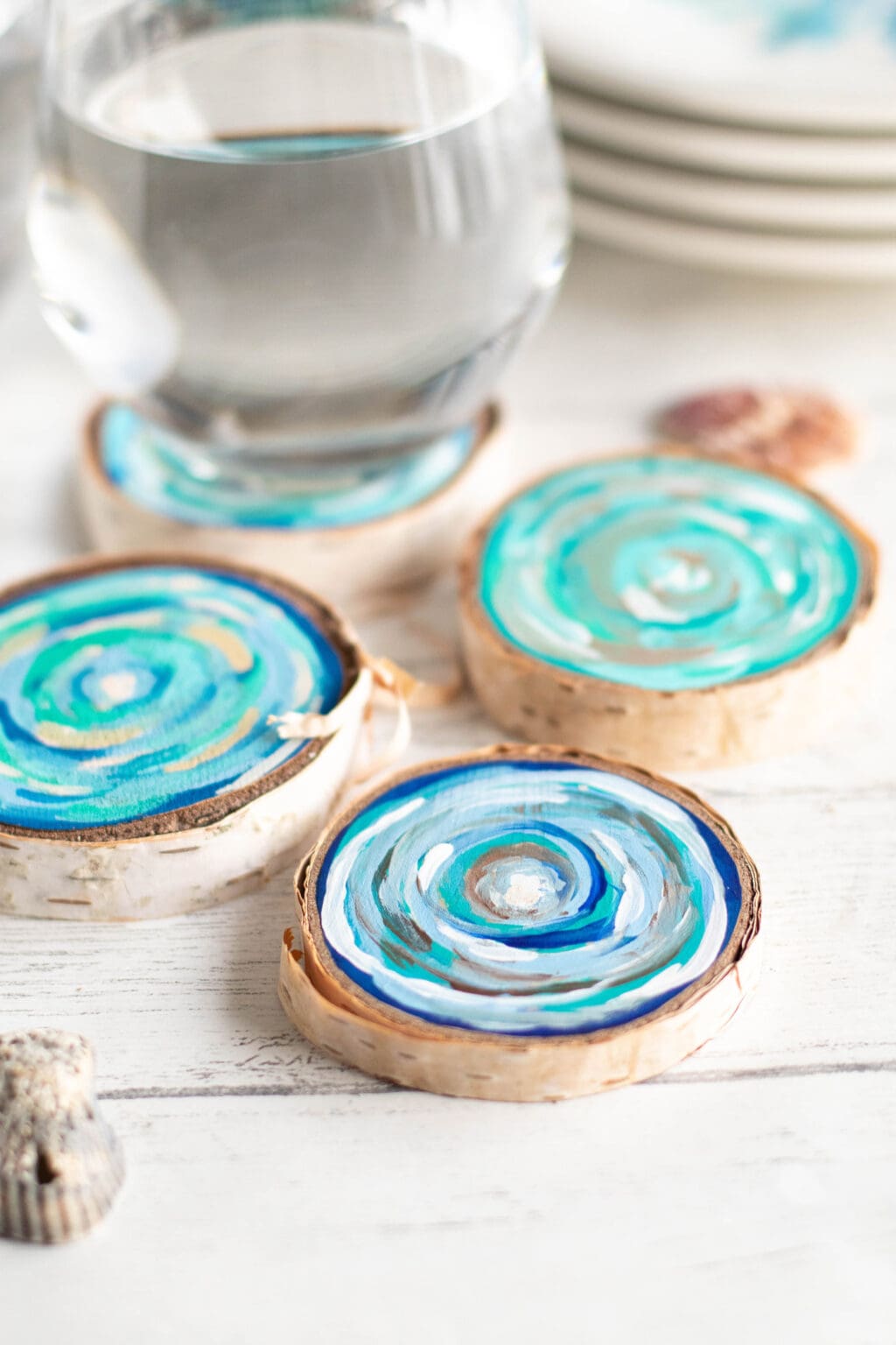 Coastal Wood Slice Coasters - Crafts by Amanda