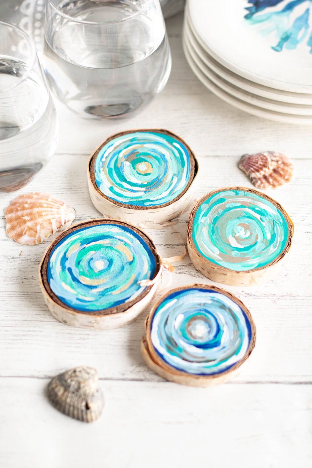 Coastal Wood Slice Coasters - Crafts by Amanda